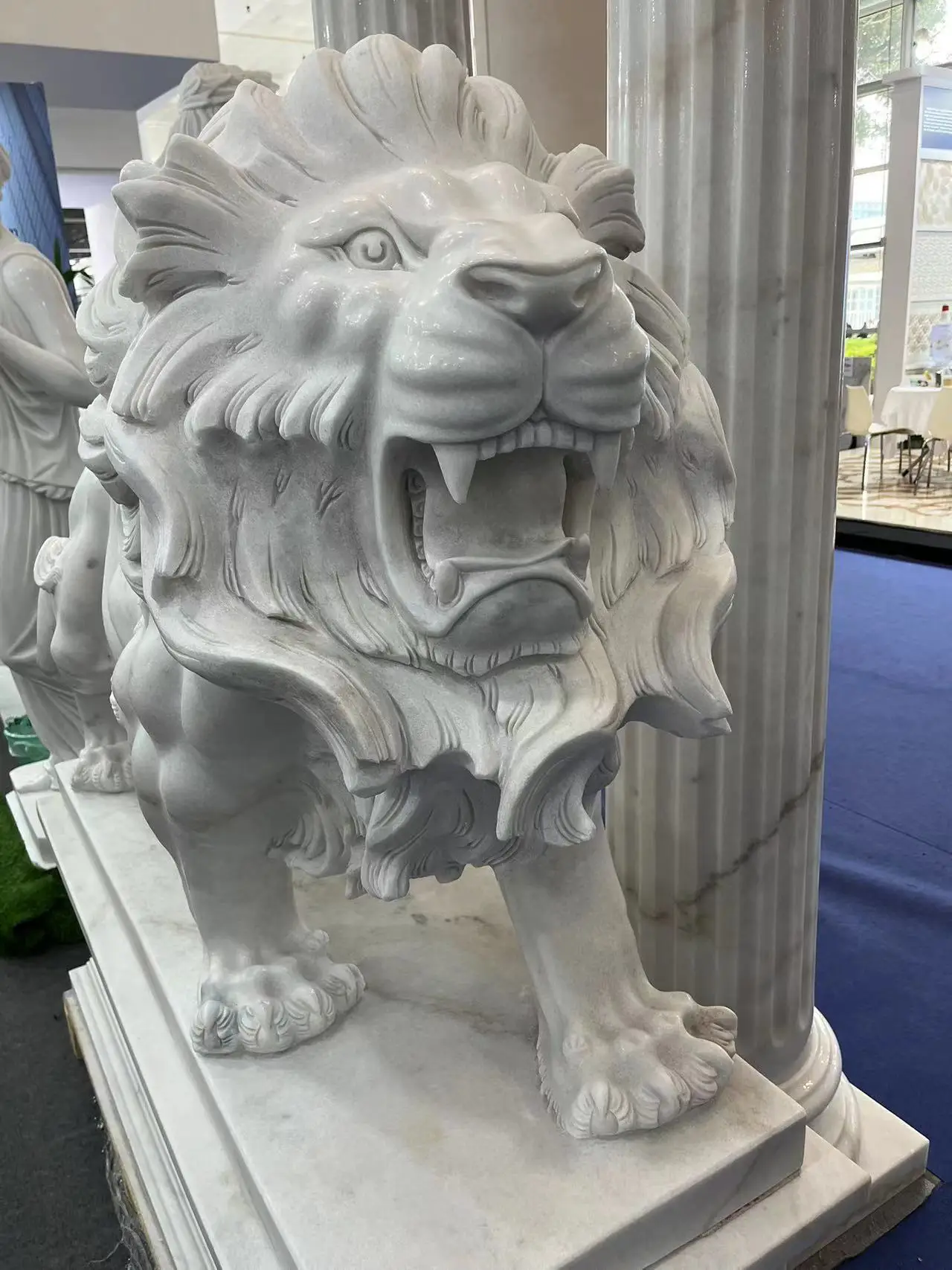 Garden Outdoor Natural Stone Animal Sculpture White Color Open Mouth ...