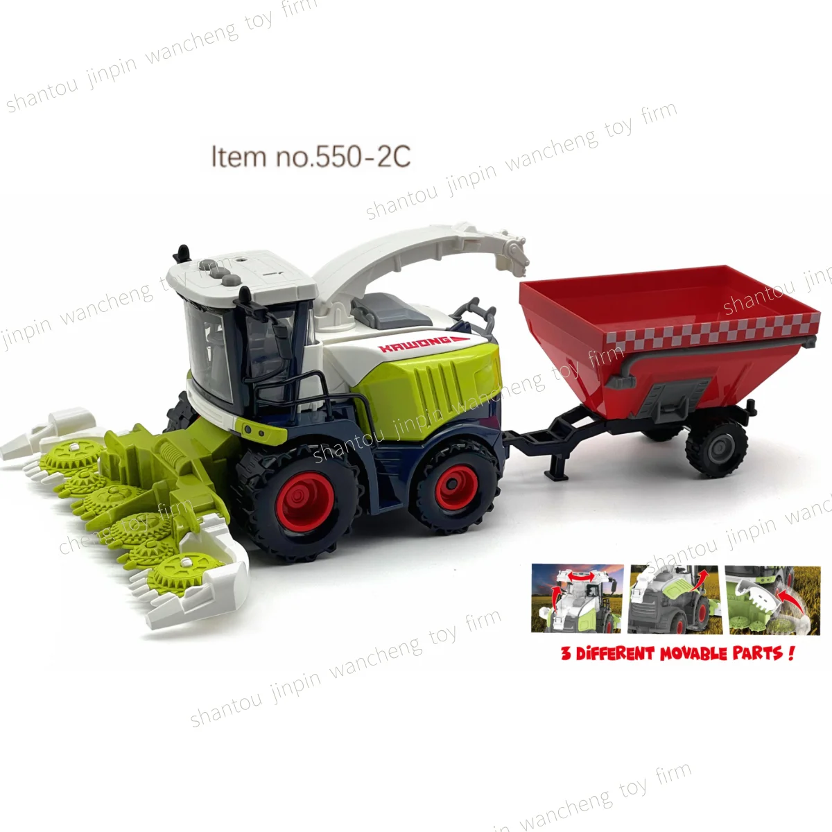 1/32 Scale Model Friction Harvester Machine Toy Tractor Farm Set With ...