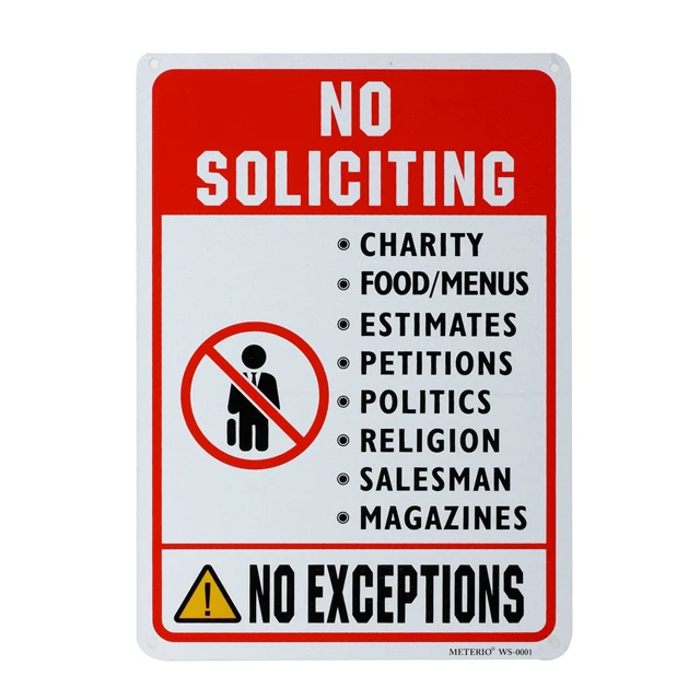 Custom 'no Soliciting' Warning Mark Sign Metal Craft With Aluminium ...