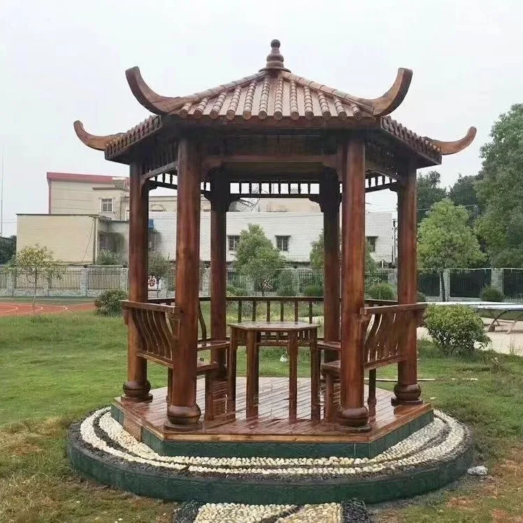 Chinese Antique Style Garden Gazebo Pavilion - Wooden Outdoor