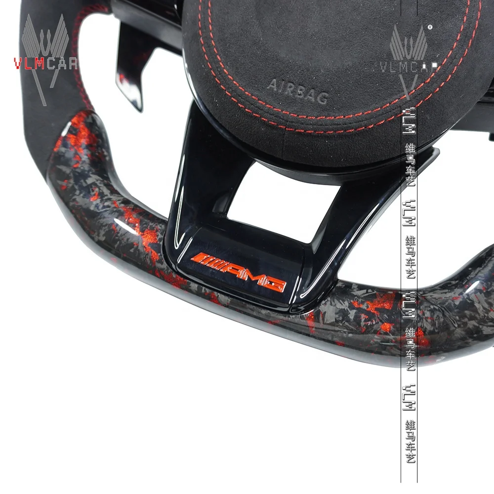 Custom Forged Carbon Fiber LED Steering Wheel for Mercedes Benz W205 ...