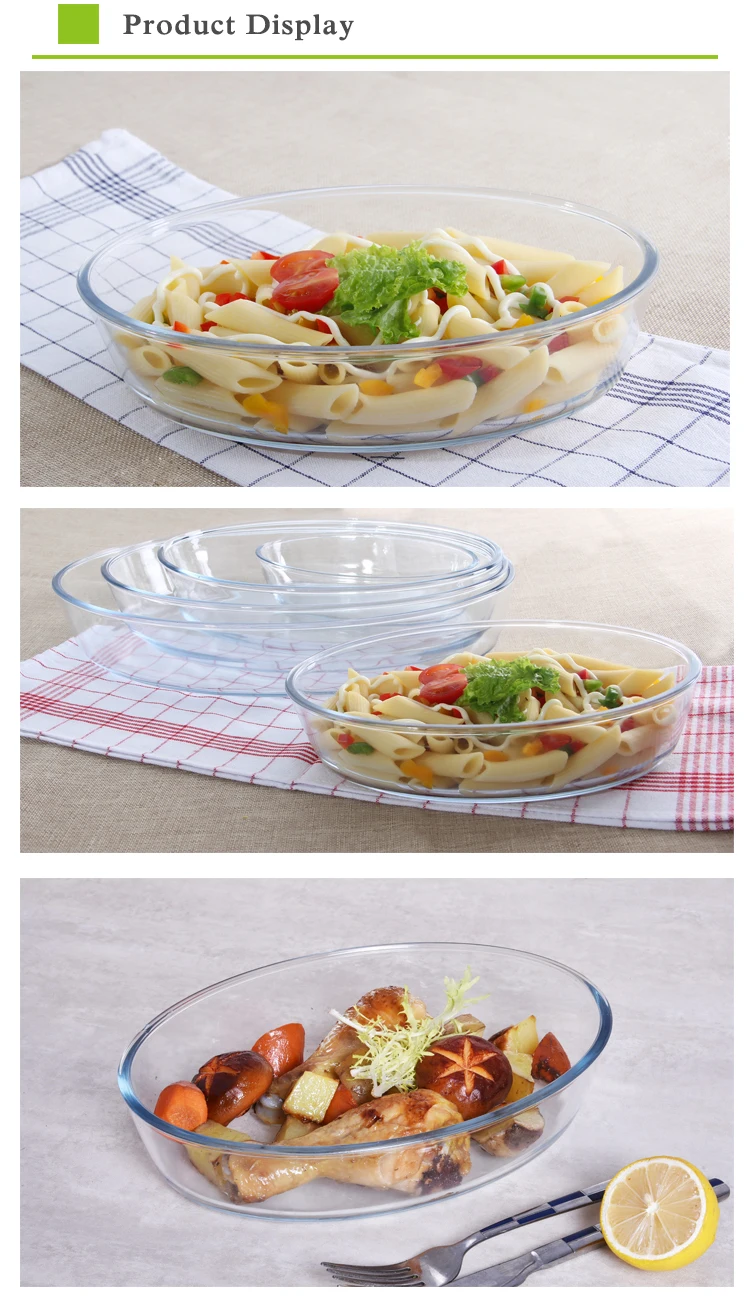 3pcs Baking Dish Set Table Service Glass Dish Baking Tray Heat ...