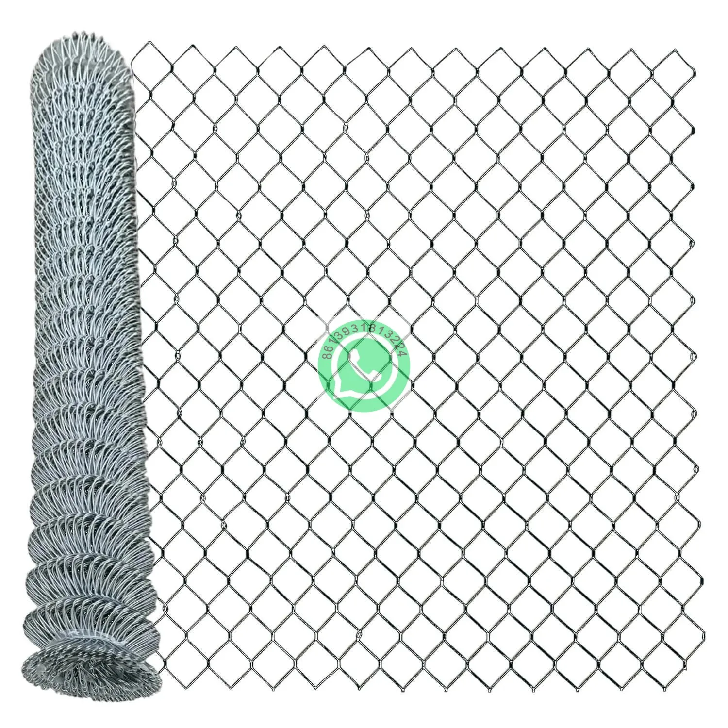 Galvanized PVC Coated Diamond Mesh Chain Link Fence Welded & Cuttable ...
