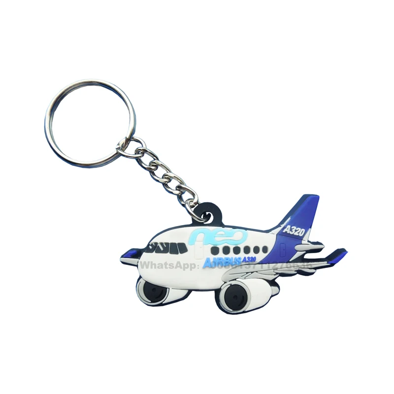 Custom 3D Air Plane Shape PVC Rubber Keychain - Promotional Gift