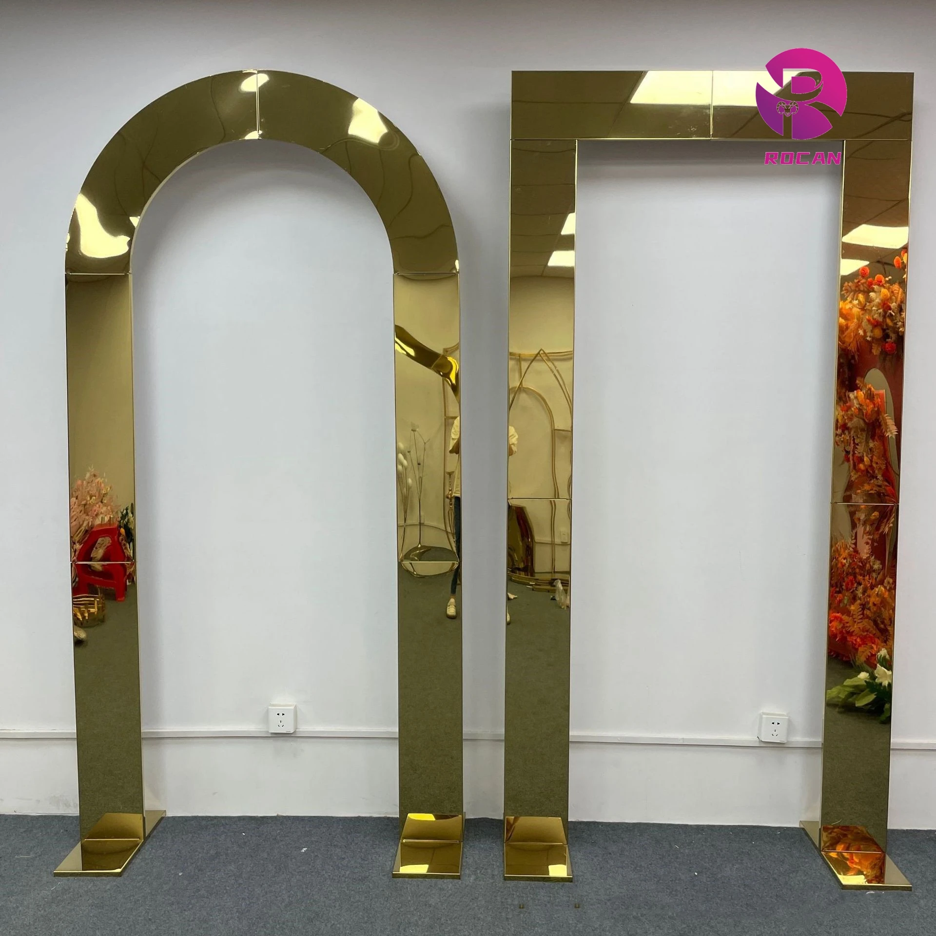 Giant Gold Mirror Backdrop Large Wedding Metal Shiny Backdrop Arch For ...