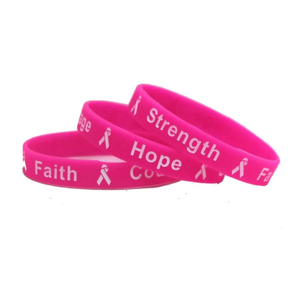 Breast Cancer Awareness Rubber Inspirational Silicone Wristband ...