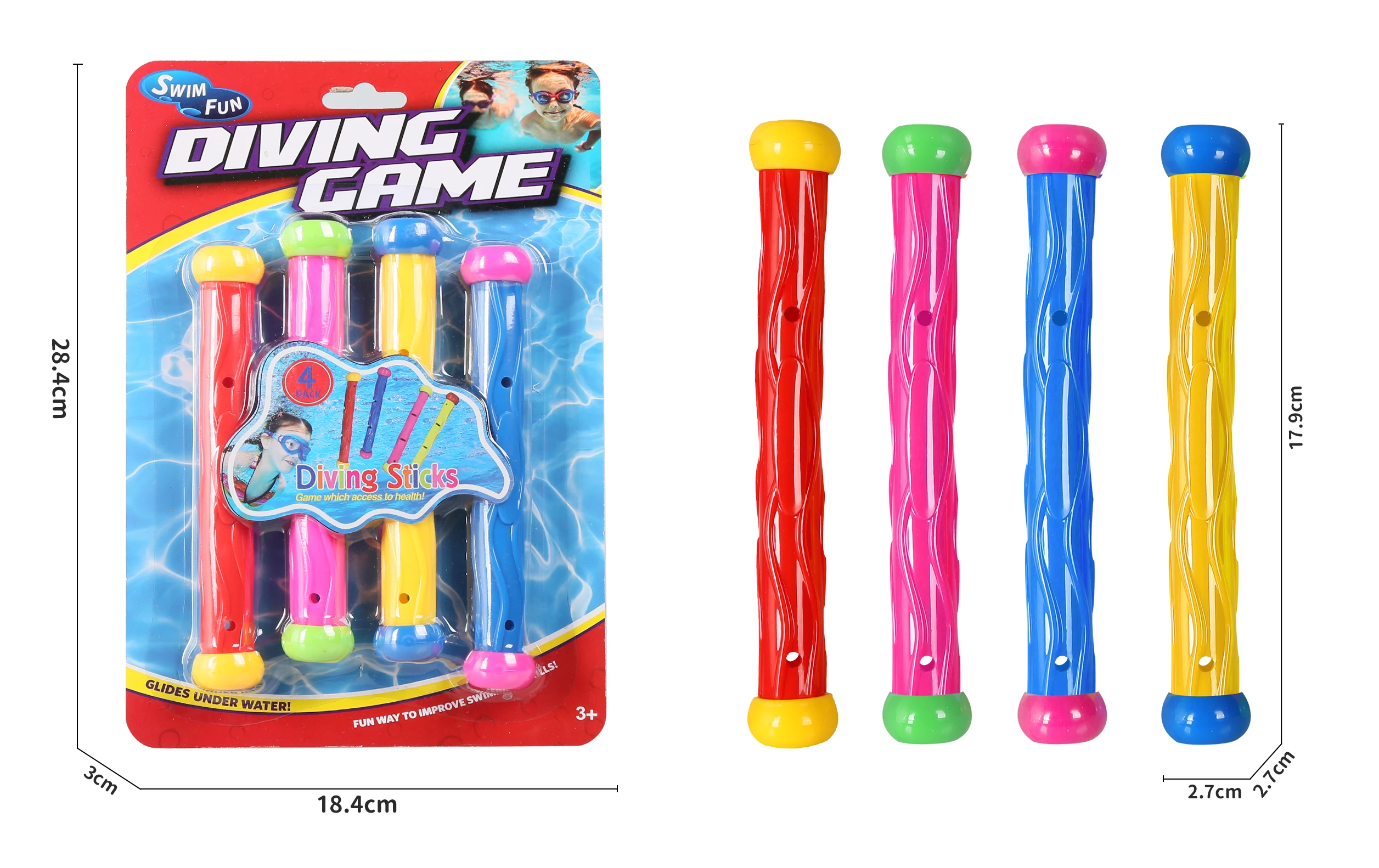 Pool Toy Throwing Diving Stick Swimming Diving Toy 4 Pack Diving Stick ...