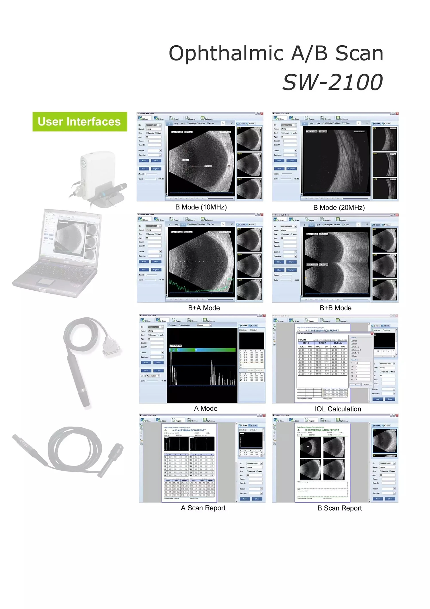 Portable Ophthalmic A/b Scan /ultrasound Scanner Machine Sw 2100 For ...