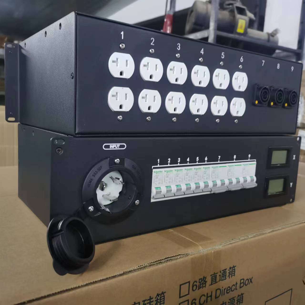 50amp Twist Lock Inlet 220V 240V Distribution Rack - SX-3RU-12