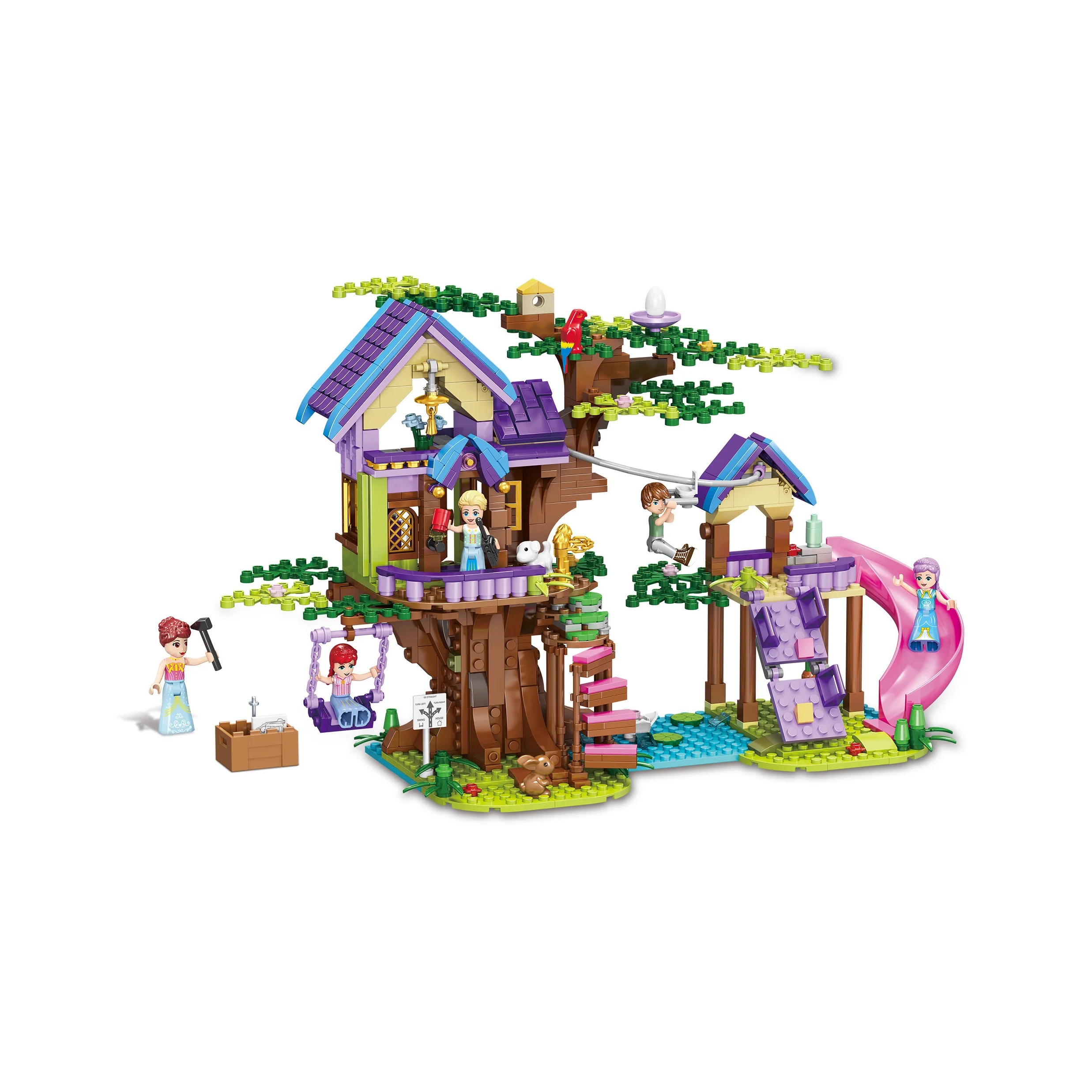 Tree House Building Toy Treehouse Building Block Set With Slides Swing ...