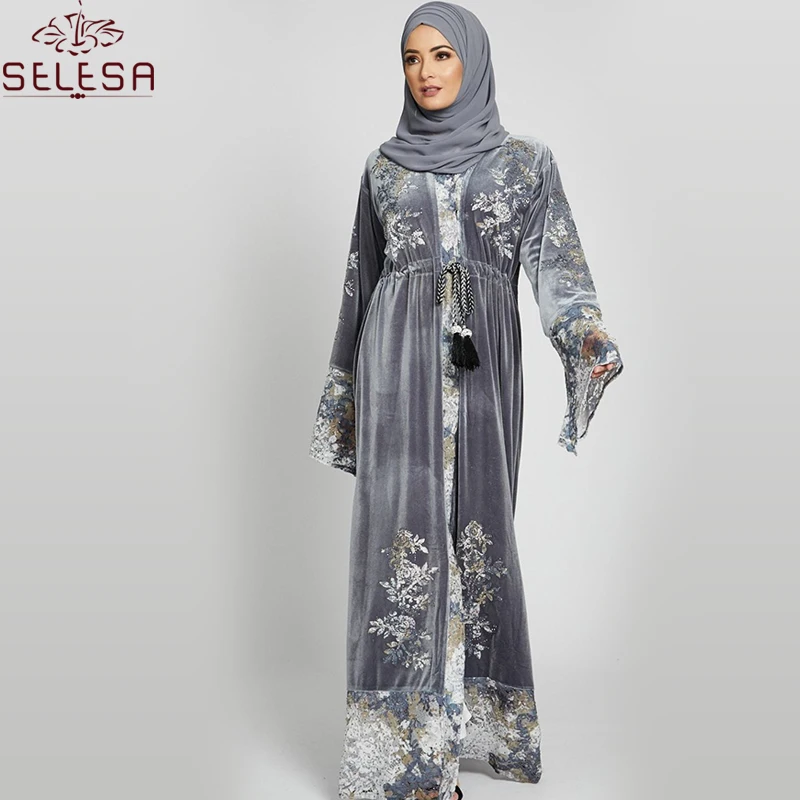 2020 New Design Silk Dress Clothing Muslim Dresses Puff Sleeve Islamic ...