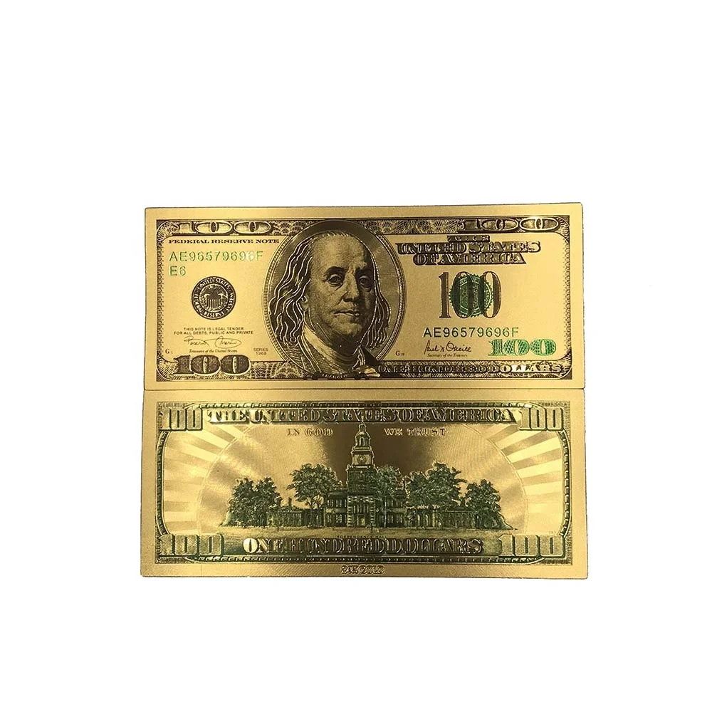 24K Gold Foil Plated 100 Dollar Banknote - Gift & Collectible