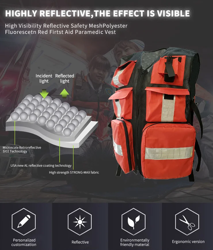 Red First Aid Ems Response Hi Visibility Paramedic Ambulance Rescue ...