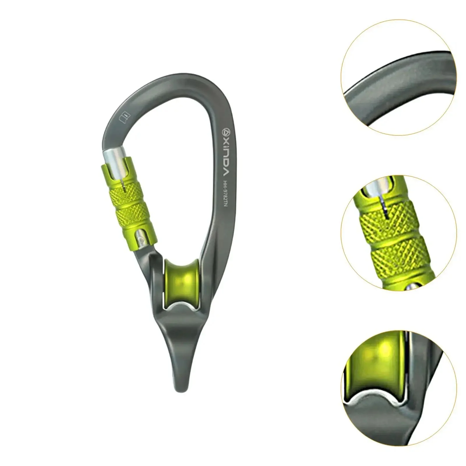 22kN Equipment D Shaped Locking Screwgate Carabiner Climbing Pulley for ...