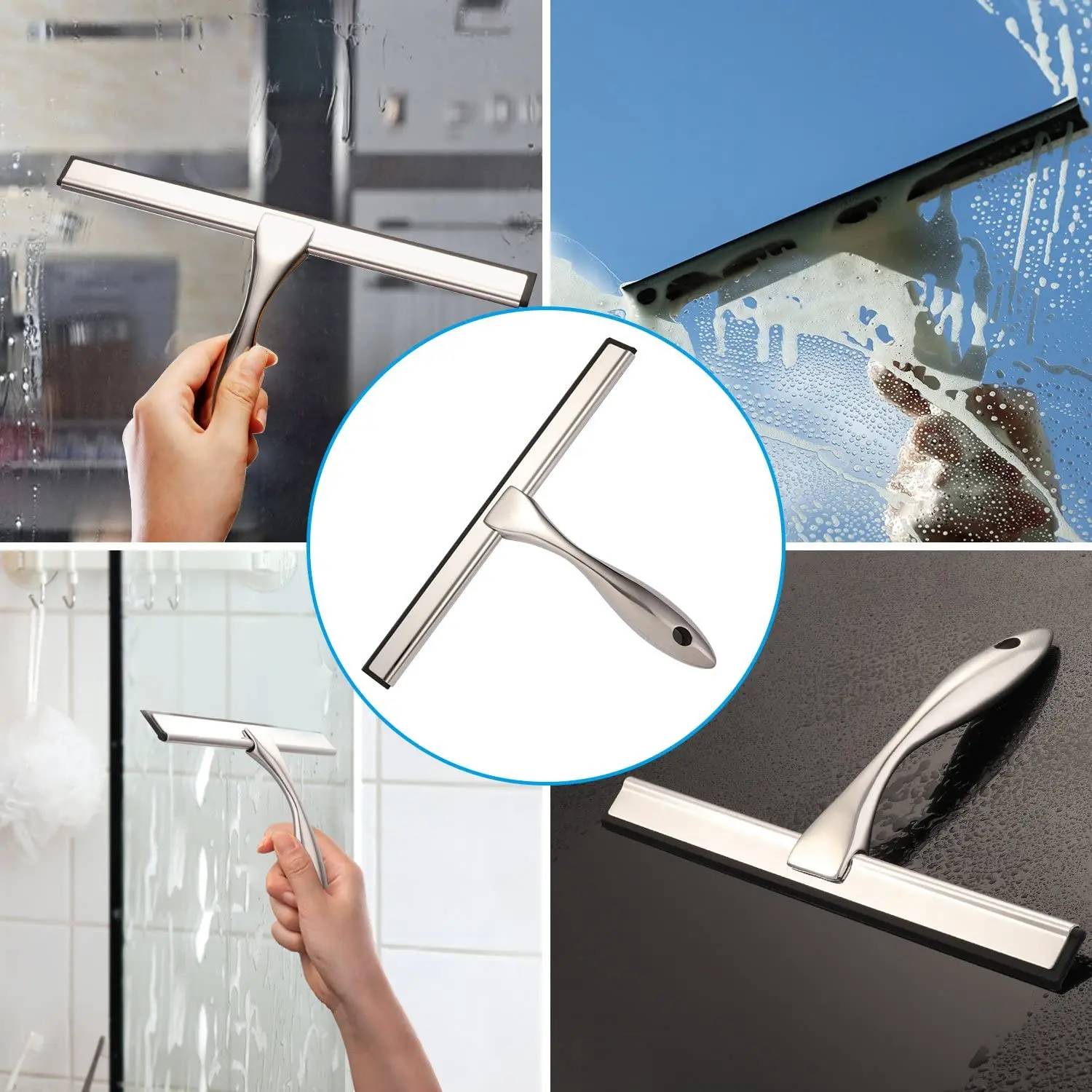 10 Inches Stainless Steel Wiper All-purpose Shower Squeegee For Shower ...