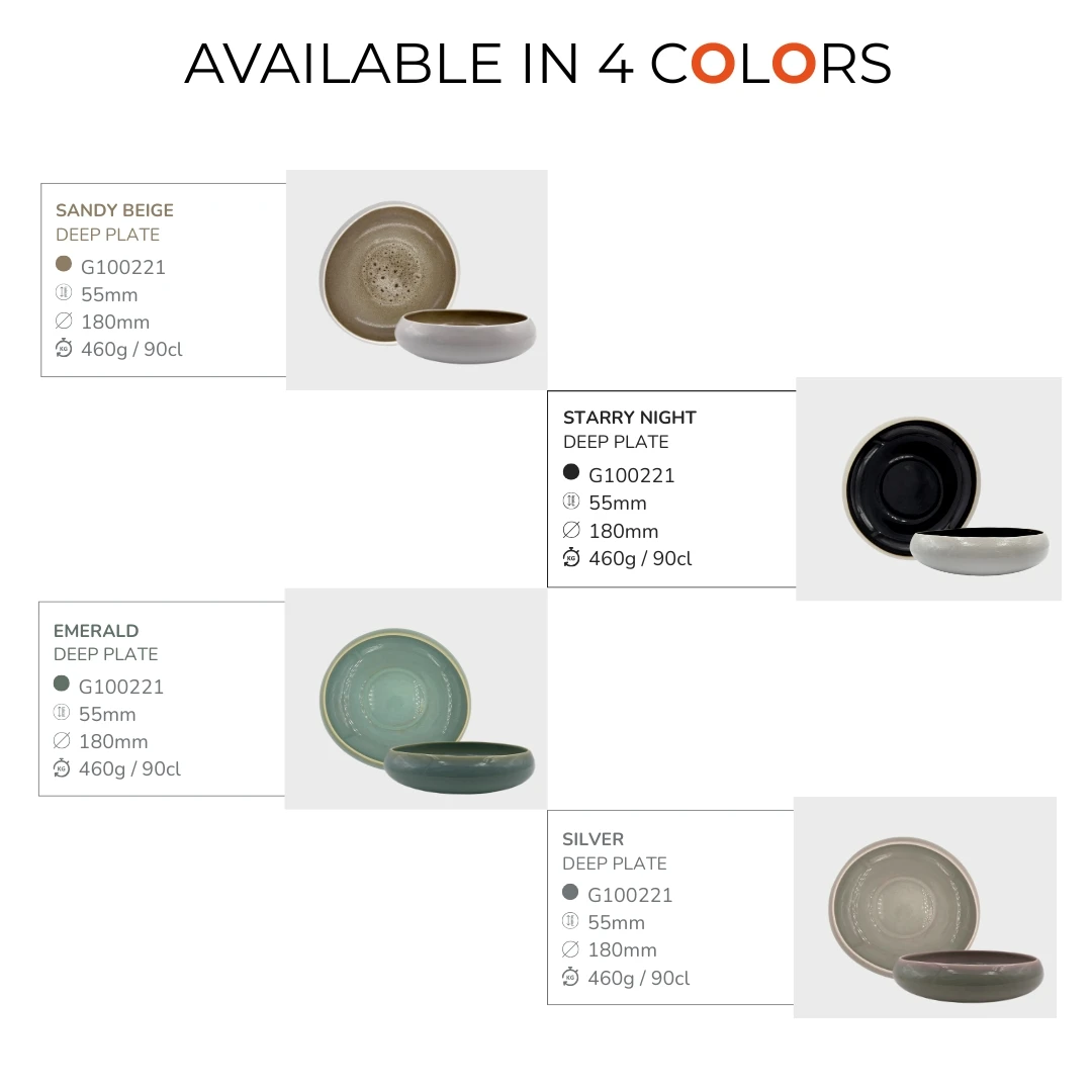 4-Piece AQUA Deep Plates Set Versatile & Durable Reactive Glaze ...