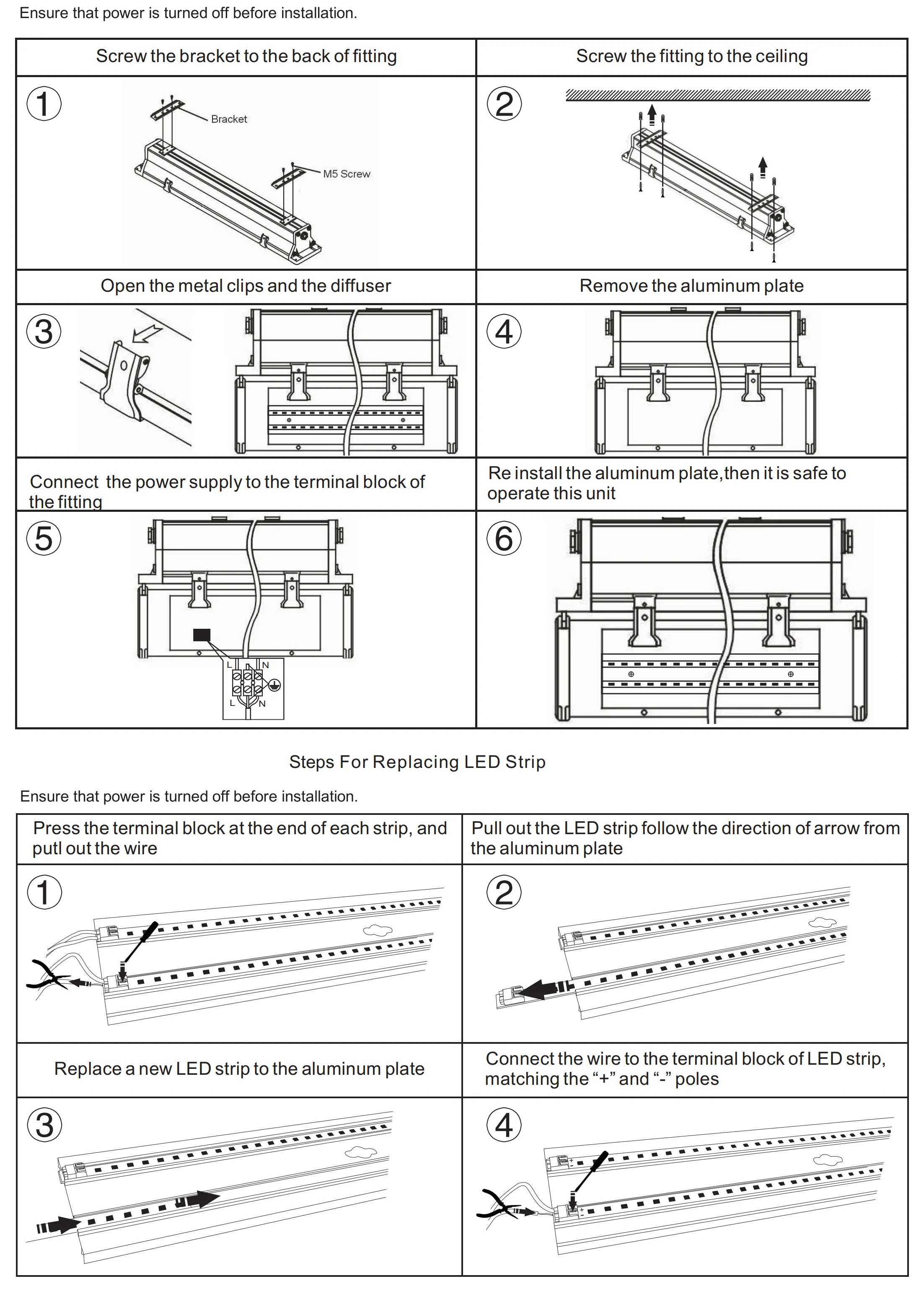 Supermarket Cold Storage Emergency Battery Powered Linear Lamp