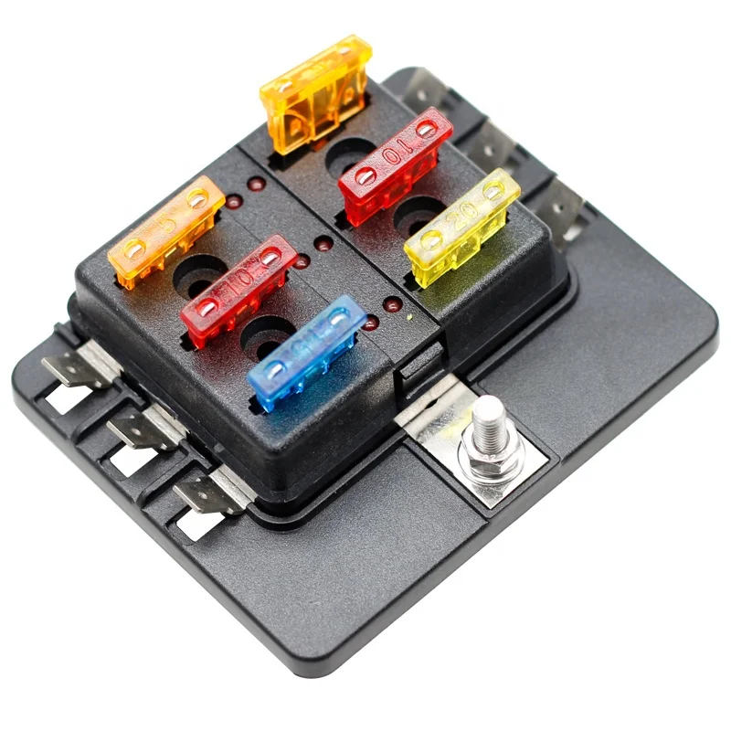 Onegol 6 Way Blade Fuse Holder With Led Light Indication & Snap-in ...
