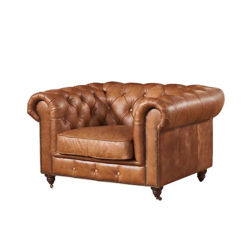 Single Seat Vintage Leather Chesterfield Sofa Chair For Sale - Buy ...