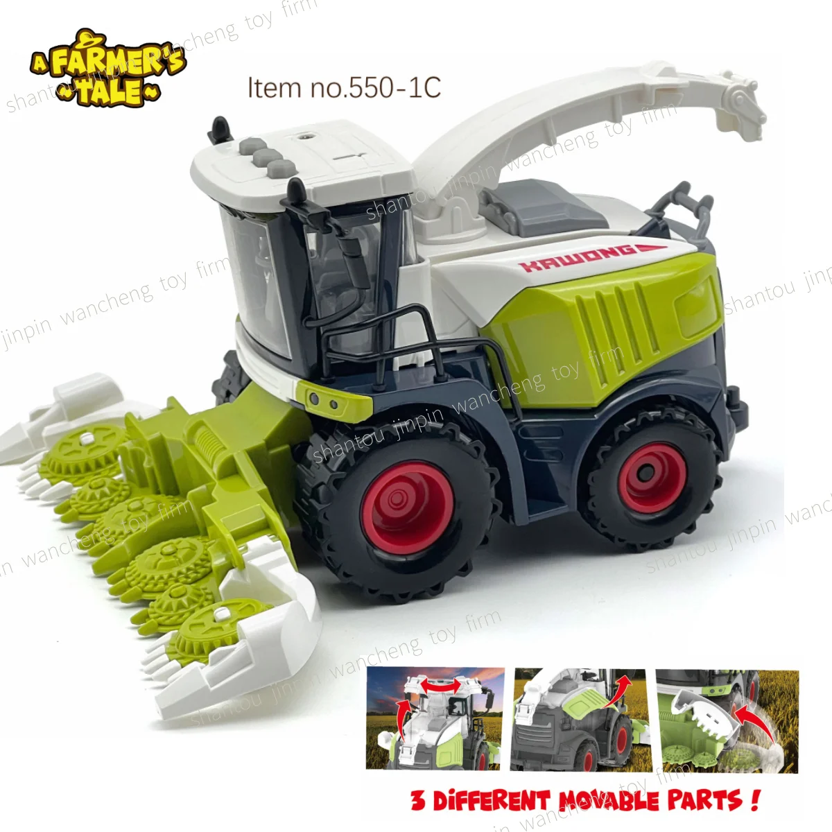 1/32 Scale Model Friction Harvester Machine Toy Tractor Farm Set With ...