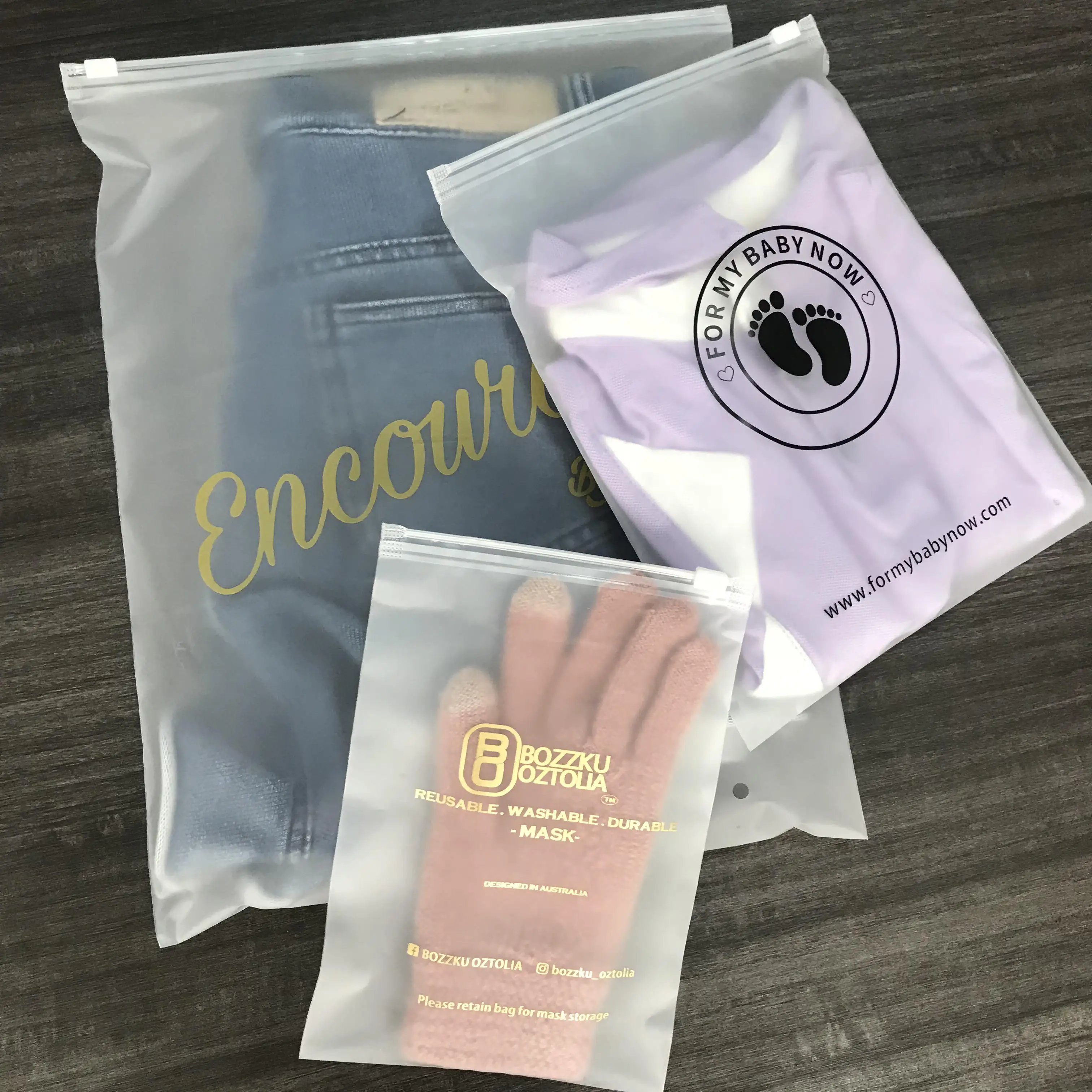 Custom Own Logo Printed Clothing Garment Clothes T Shirt Packing Zipper ...