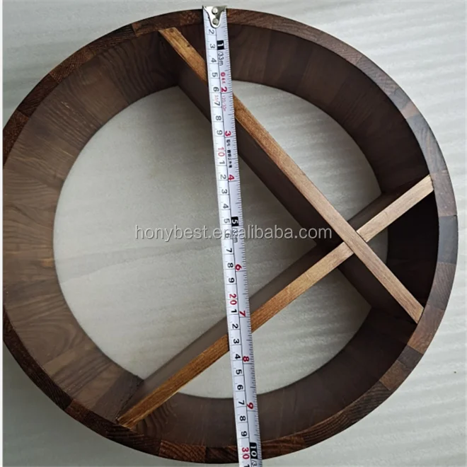 Custom Stain Timber Wall Mount Organizer Rack - Round Shelf
