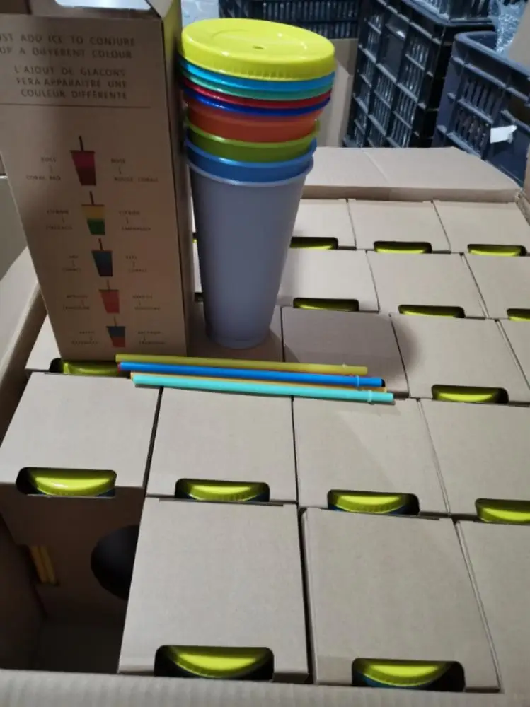 16oz 24oz Clear Color Changing Cup Plastic Cups Juice Frosted Cup With ...