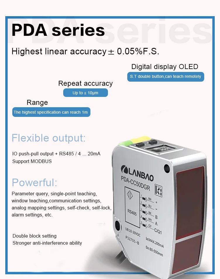 PDA Distance Ranging Measuring Sensor Suitable for various industrial ...