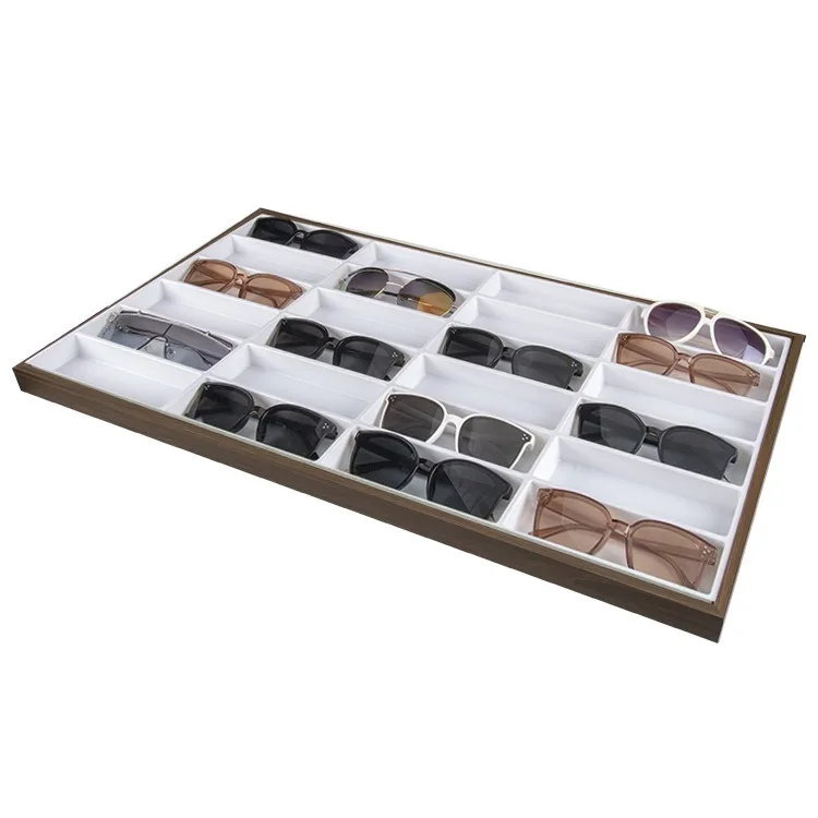 ODM Black Walnut Wooden Eyewear Display Tray - 24 Slots