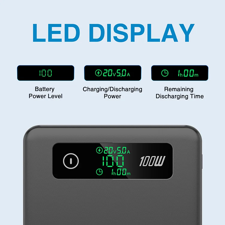 High Capacity Slim 100w Powerbank Pd 100w Power Banks 20000mah Fast ...