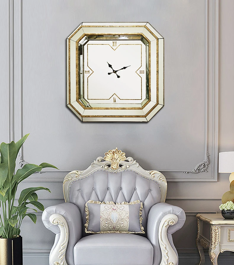 Luxury Mirror Large Wall Clock Square Clock For Wall Art Spot Sell Well ...