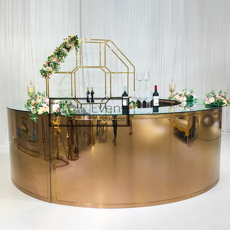 Hotel Wedding Ceremony Round Glass Top Stainless Steel Bar Counters ...