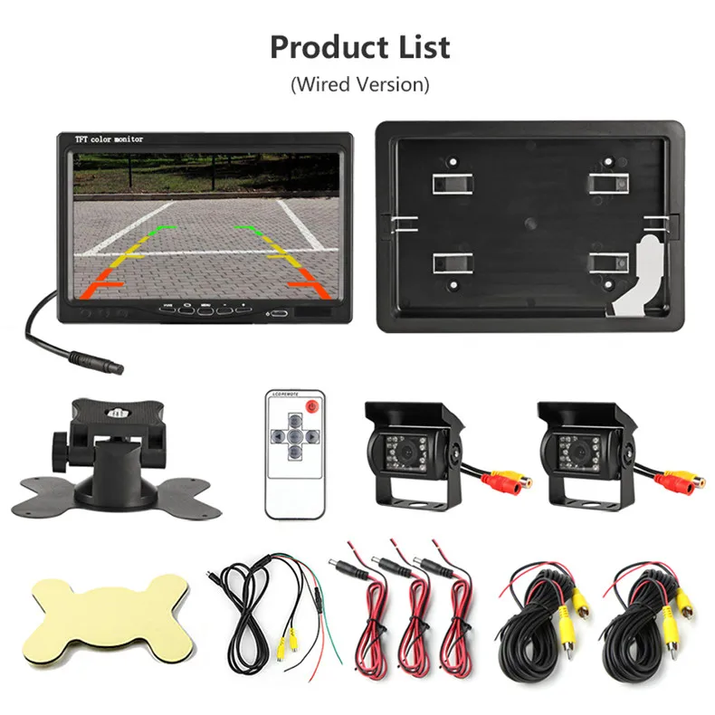 7 Inch Wired Car Monitor Tft Lcd Rear View Camera Two Track Rear Camera ...