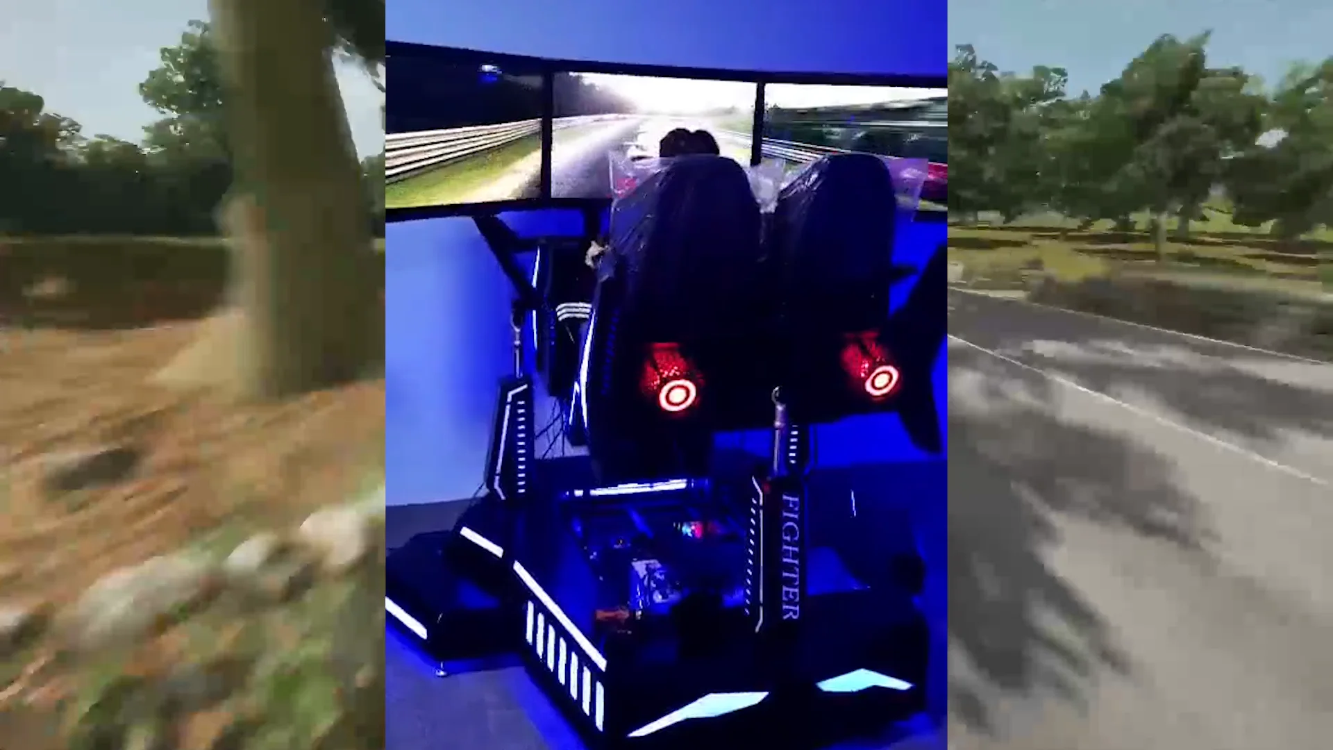 Modern Design Meeslepende Drie Scherm Motion Rijden Simulator Virtual ...