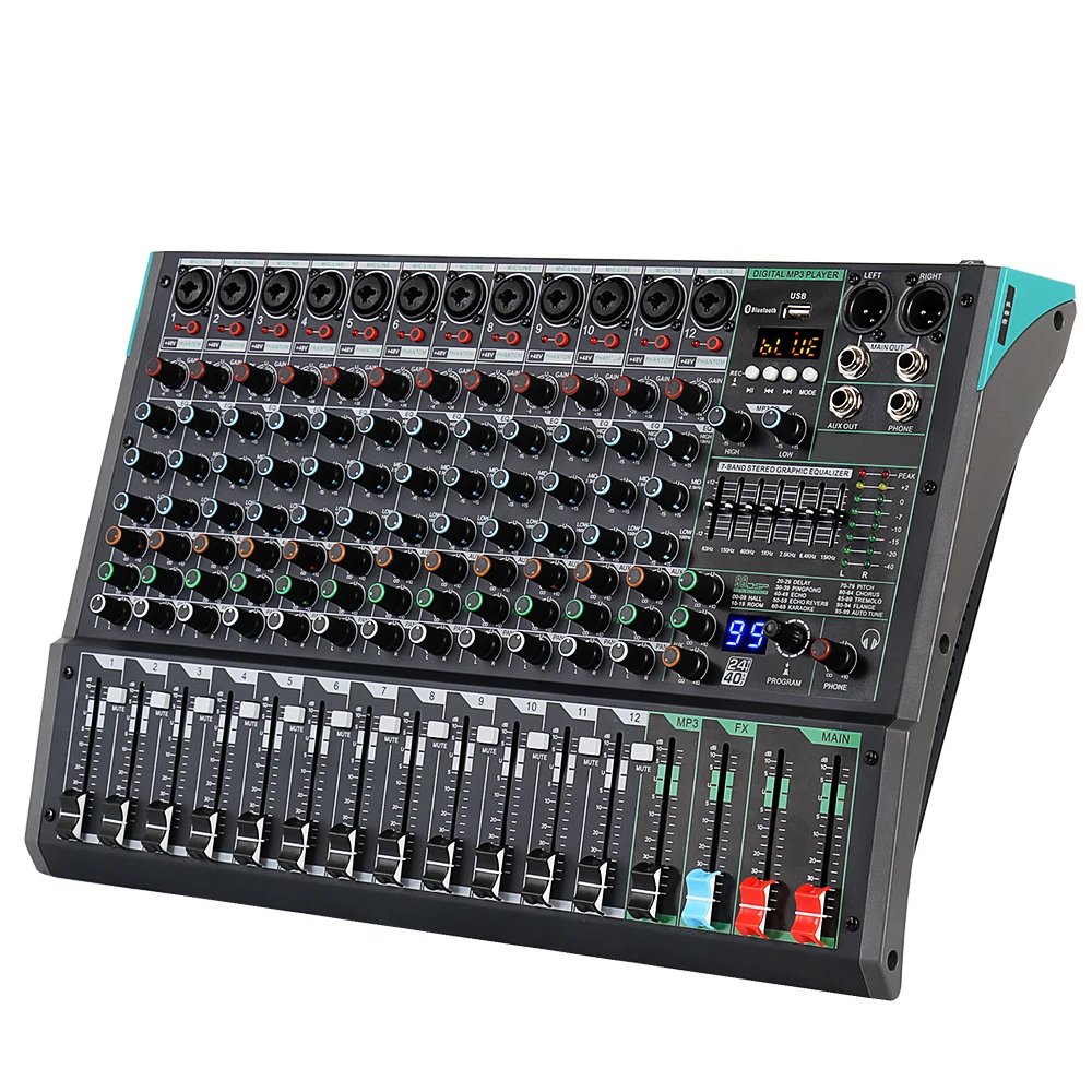 Biner PA12 Audio DJ Mixer - 12 Channel Mixing Console
