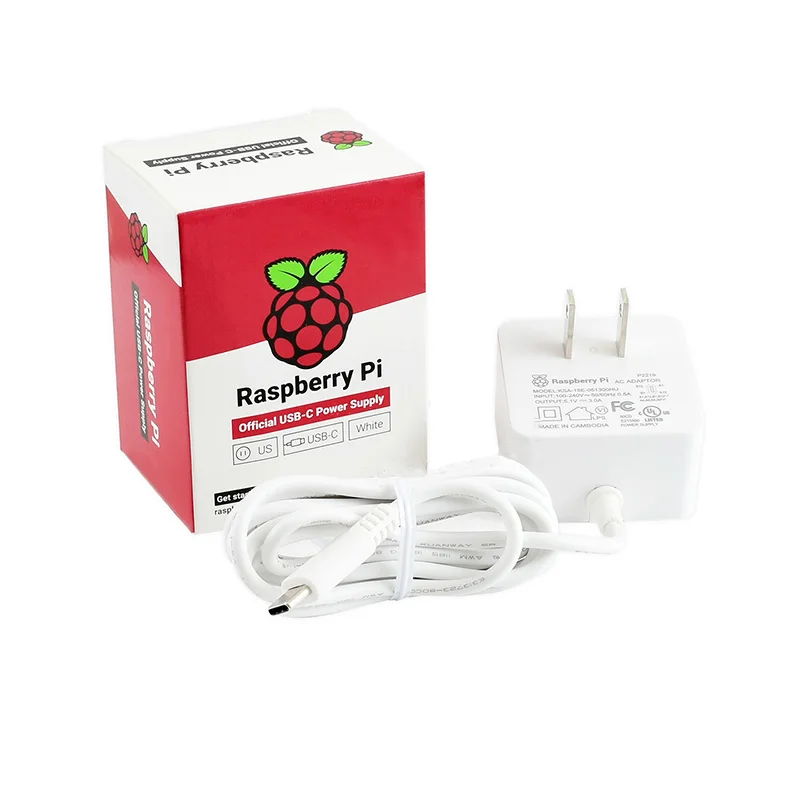 Official Usb-c Power Supply For Raspberry Pi 4 Us /eu/ Uk White/black ...
