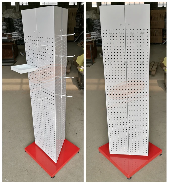 360 Degrees Rotate Pegboard Stand 3 Sides Movable Floor Standing Style ...
