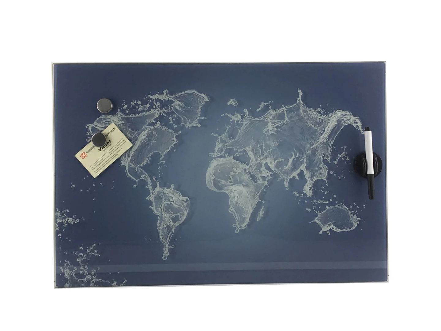 Magnetic World Map Glass Writing Board With Pen Home Decorative Office ...