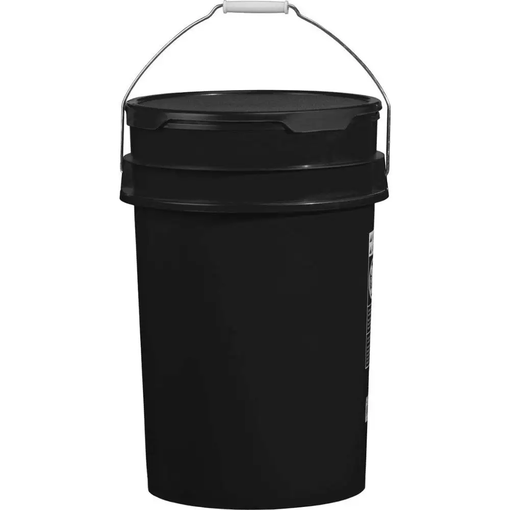 6 Gallon Black Baseball Bucket with Padded Seat - Durable Plastic Pail ...