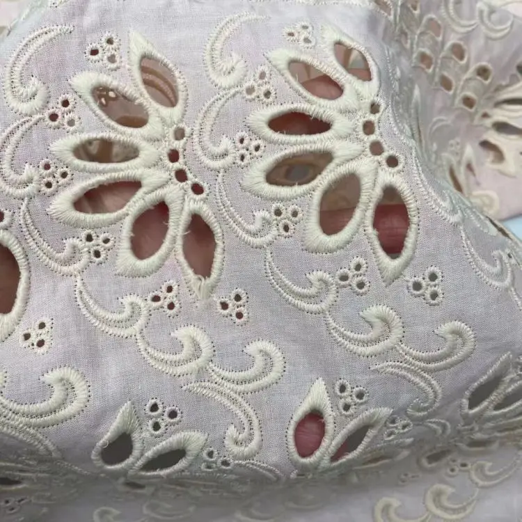 Flower 100% Cotton Custom Eyelet Embroidery Fabric For Dress - Buy ...