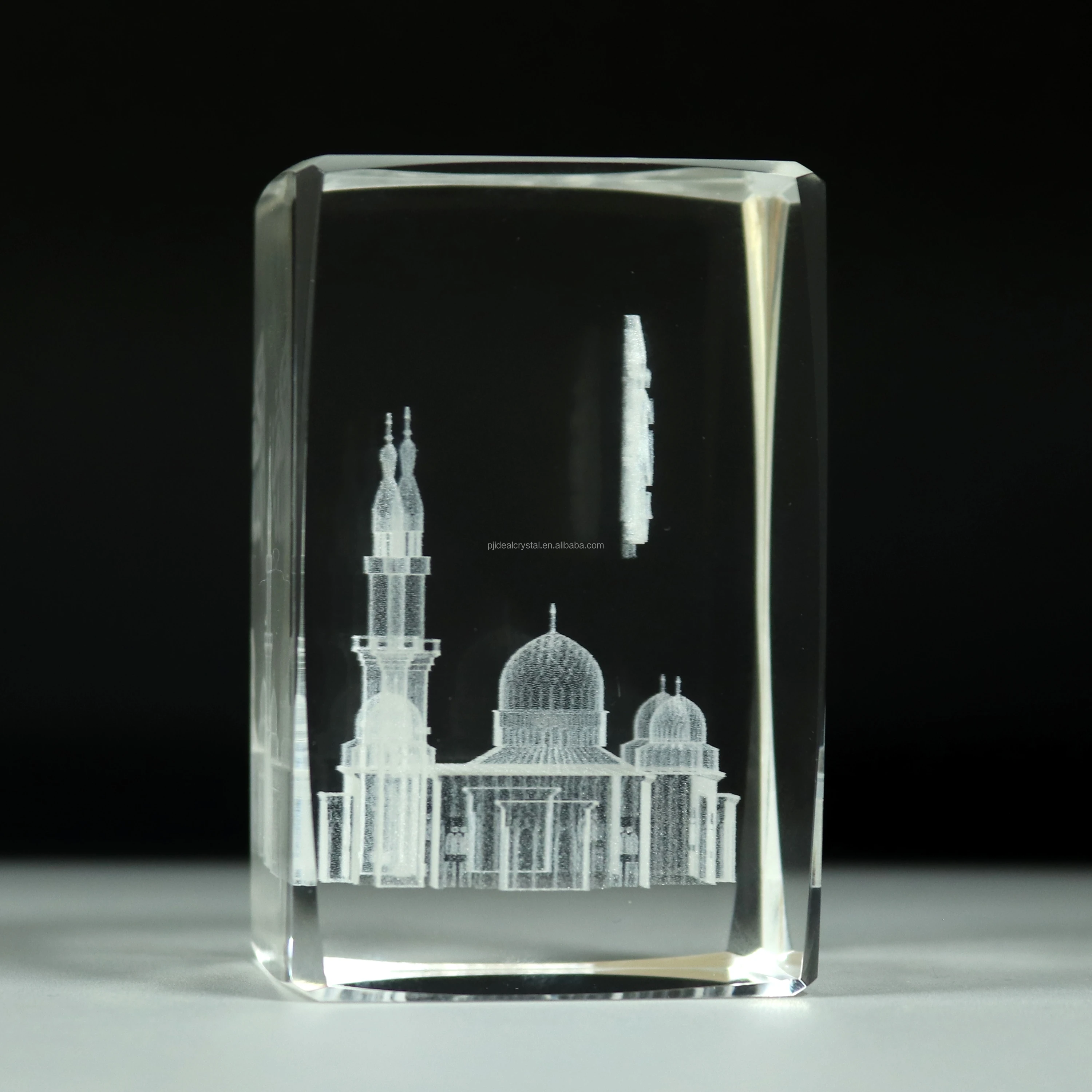 Laser Engraved Islamic Masjid Nabawi Allah Crystal Building Model Cube ...