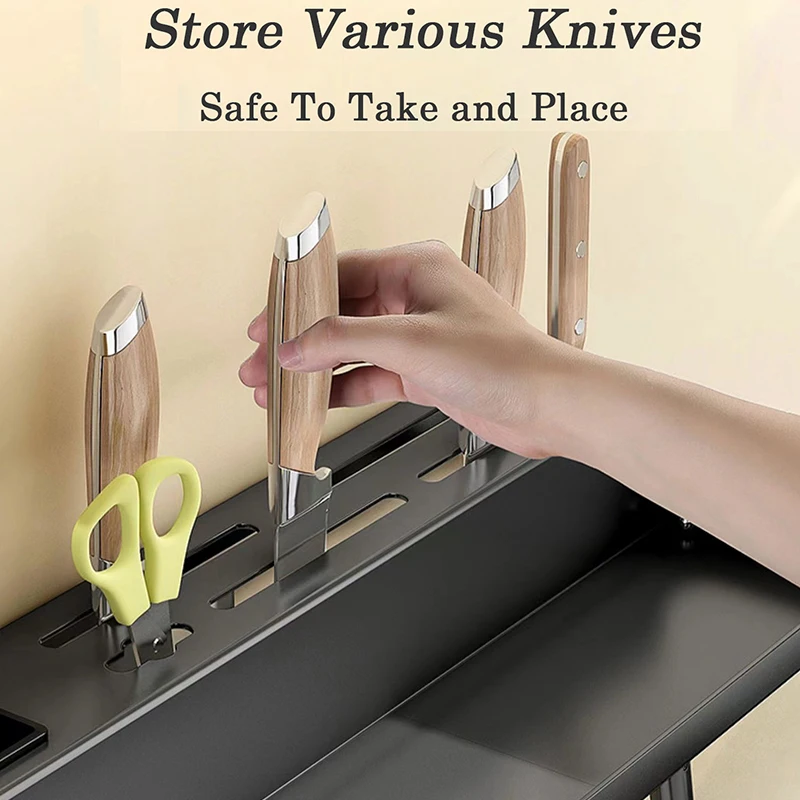 Stainless Steel Wall Mounted Knife Holder & Spice Rack