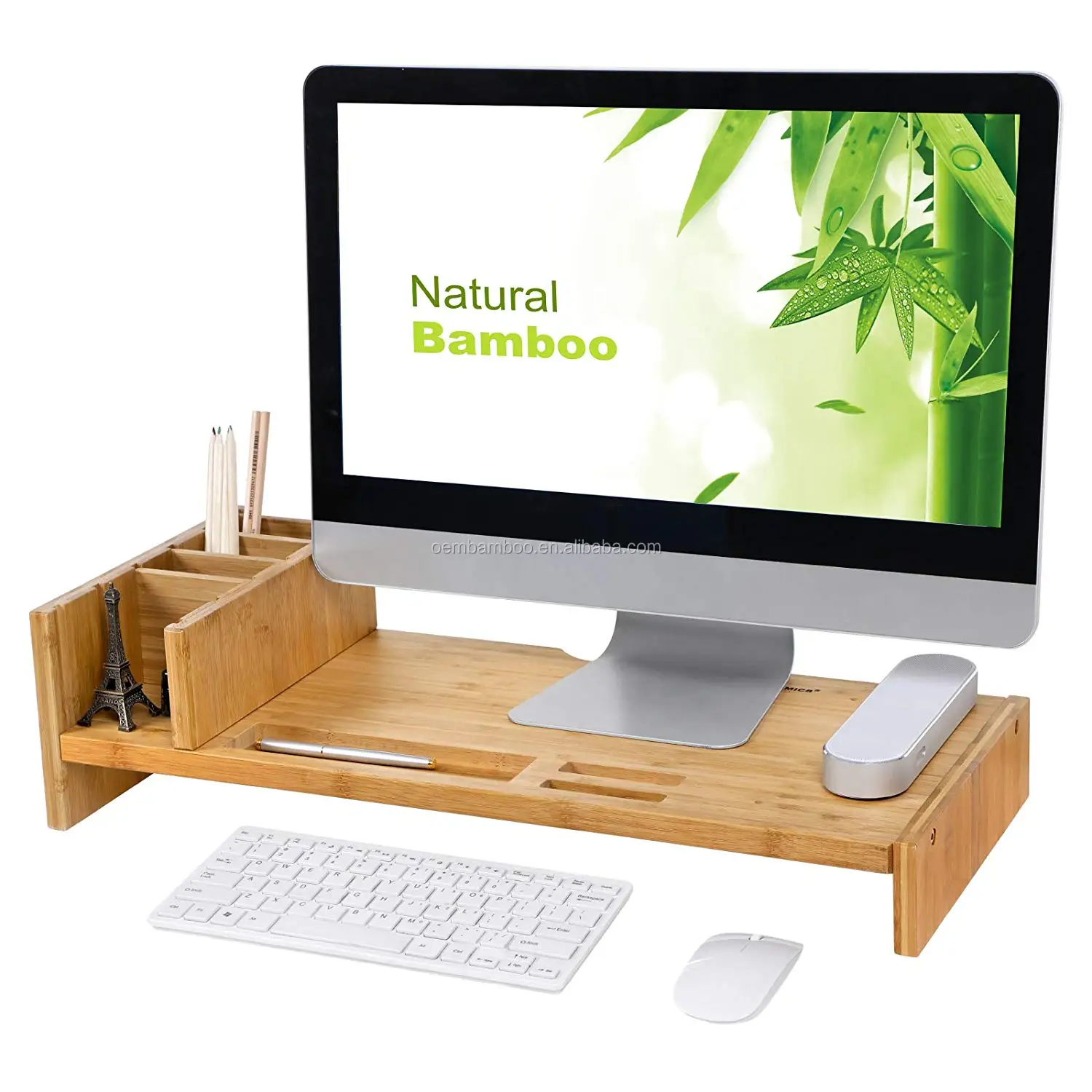 Totally Bamboo Wood Computer Monitor Stand Raiser With Desktop ...