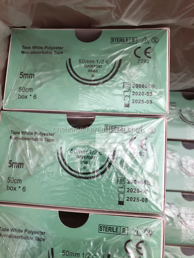 Veterinary Cervix Suture Set Polyester Tape White 5cm*50cm 1/2 Circle ...