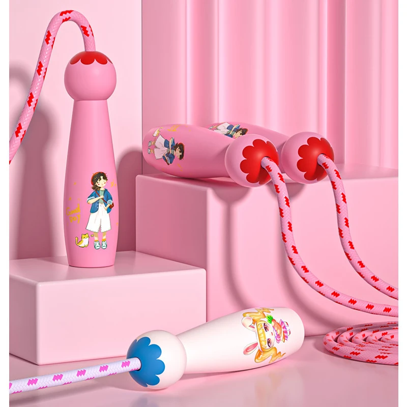 Fitness Training Children Adjustable Cotton Skipping Rope With Wooden ...