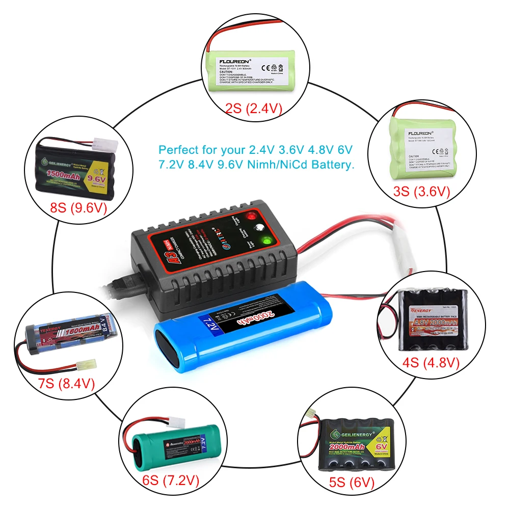 Htrc Nimh Charger,Ac 100-240v Output 20w/2a Battery Chargers With Standard Tamiya Connector For ...