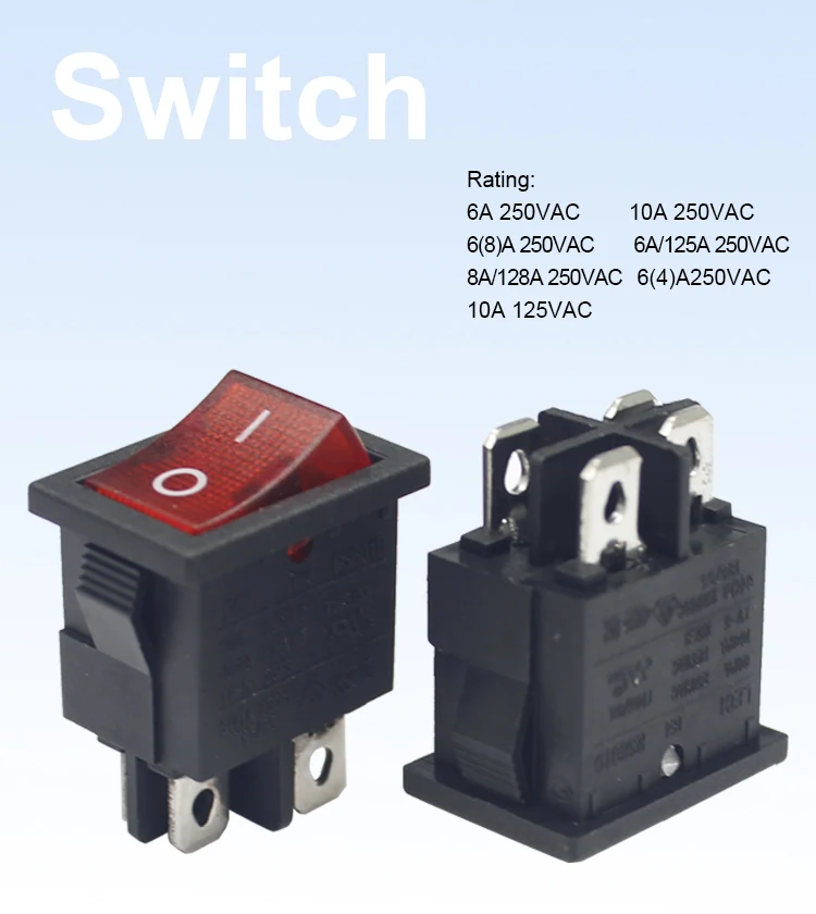 High Quality 4 Pin Rocker Switches 8A 125VAC 6A 250V Black Electronic ...