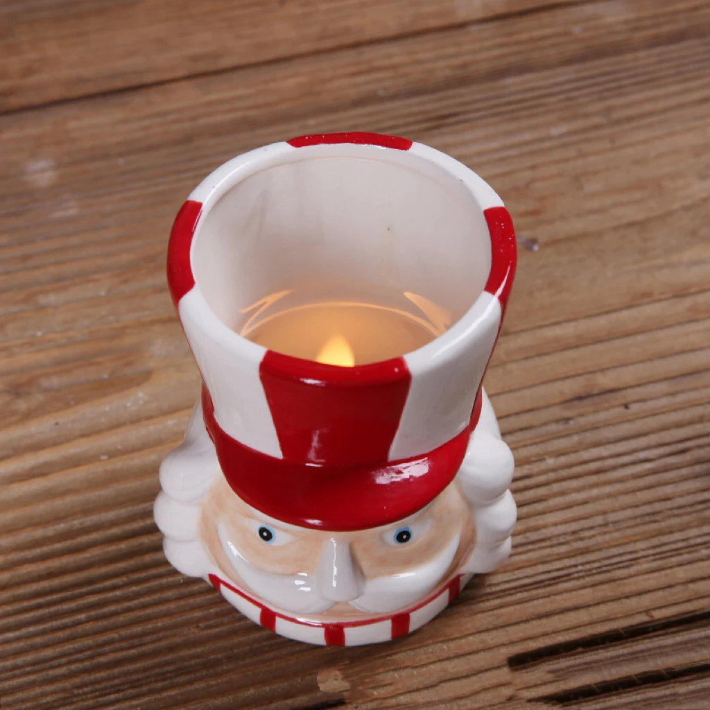 Creative Ceramic Nutcracker Candle Holder Christmas Walnut Soldier ...