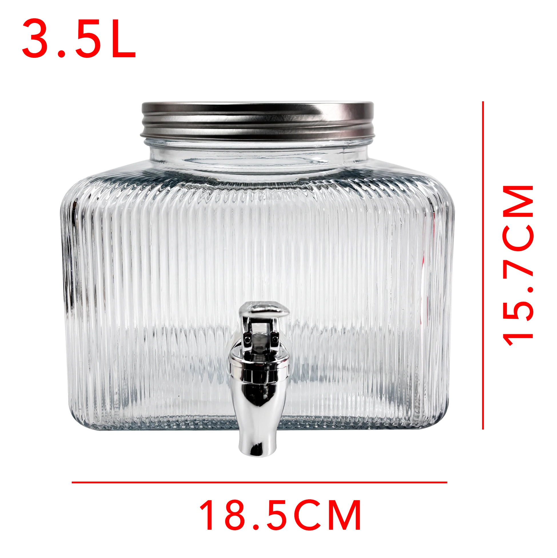 Classic Design 1 Gallon Square Glass Mason Jar Big Volume Juice ...
