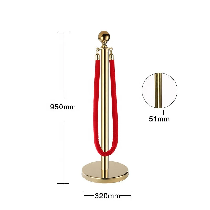 Golden Stanchions with Red Velvet Ropes for Crowd Control